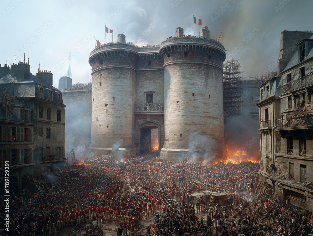 Storming the bastille during the french revolution in paris Stock Photo ...