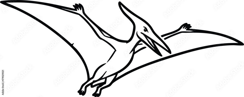 Pterodactyl's Flight Prehistoric Elegance in Minimalist Line Art Stock ...