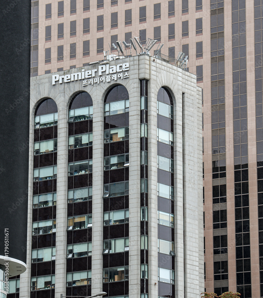 SEOUL, SOUTH KOREA - OCTOBER 11, 2025 - Premier Place building facade ...