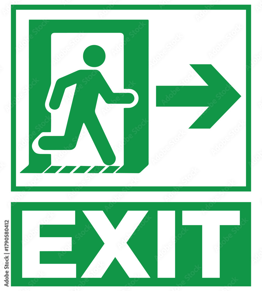 Exit Sign Icon – Emergency Escape Vector Symbol for Safety, Evacuation ...