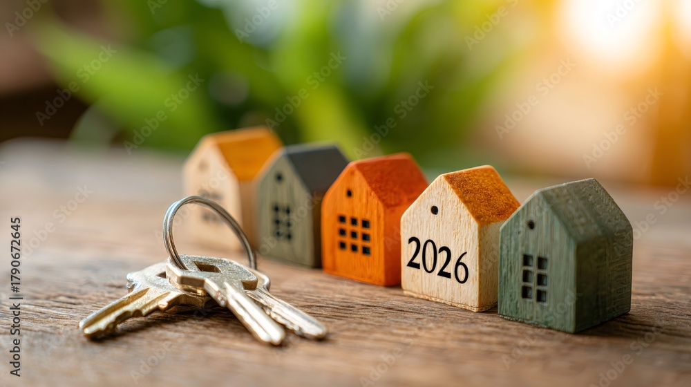 House models with 2026 showing real estate future planning Stock Photo ...