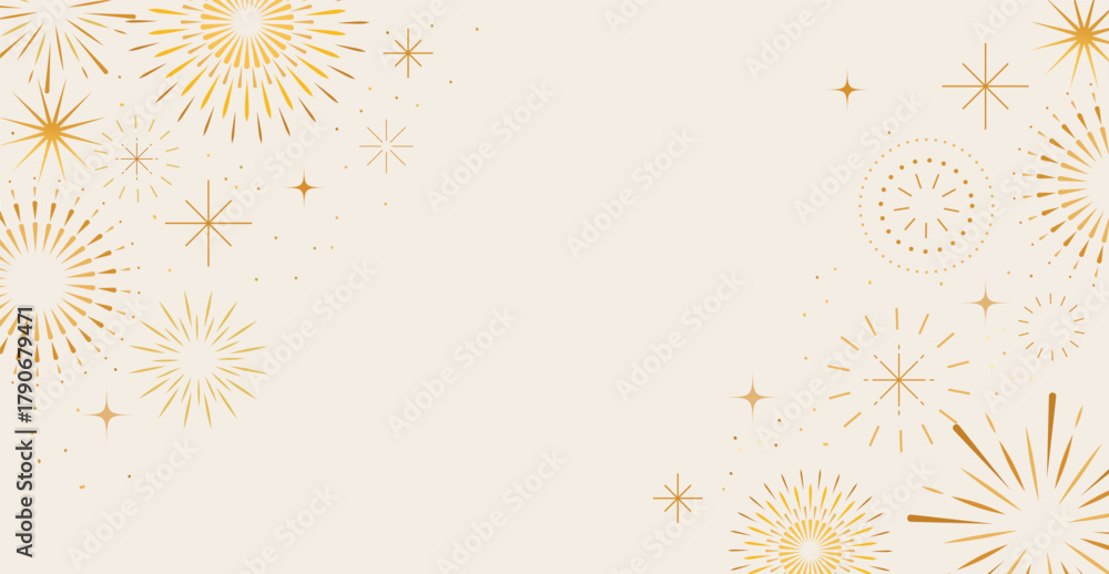 Golden abstract fireworks background for Christmas, New Year and 4th of ...