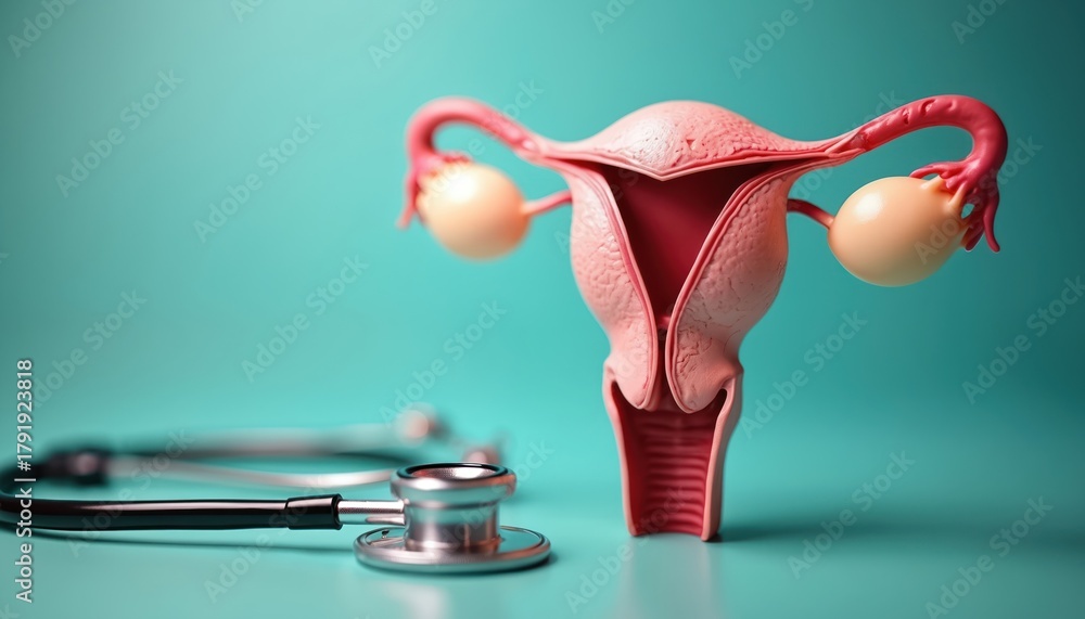 Female reproductive organ model with ovaries fallopian tubes cervix ...