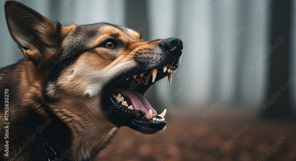 Primer plano retrato de un perro salvaje aullando en su hábitat natural ...