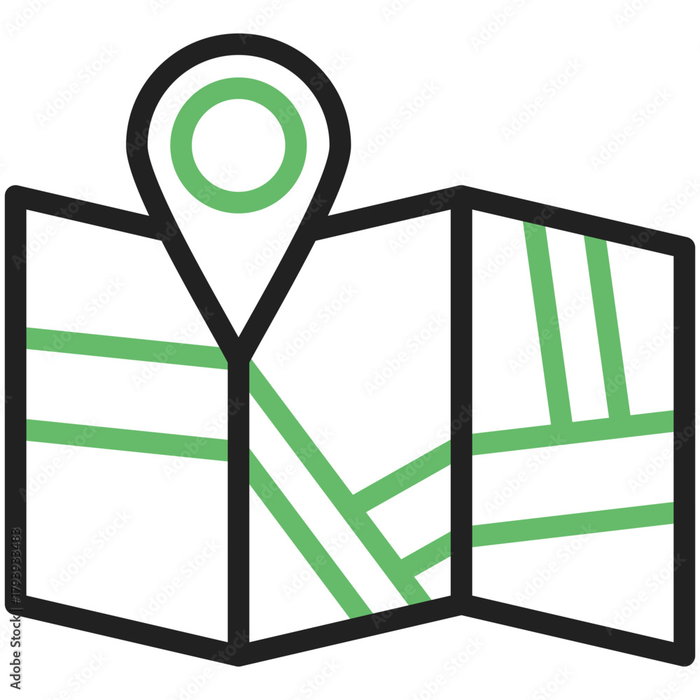Navigational Blueprint: A minimalist depiction of a map with a precise ...