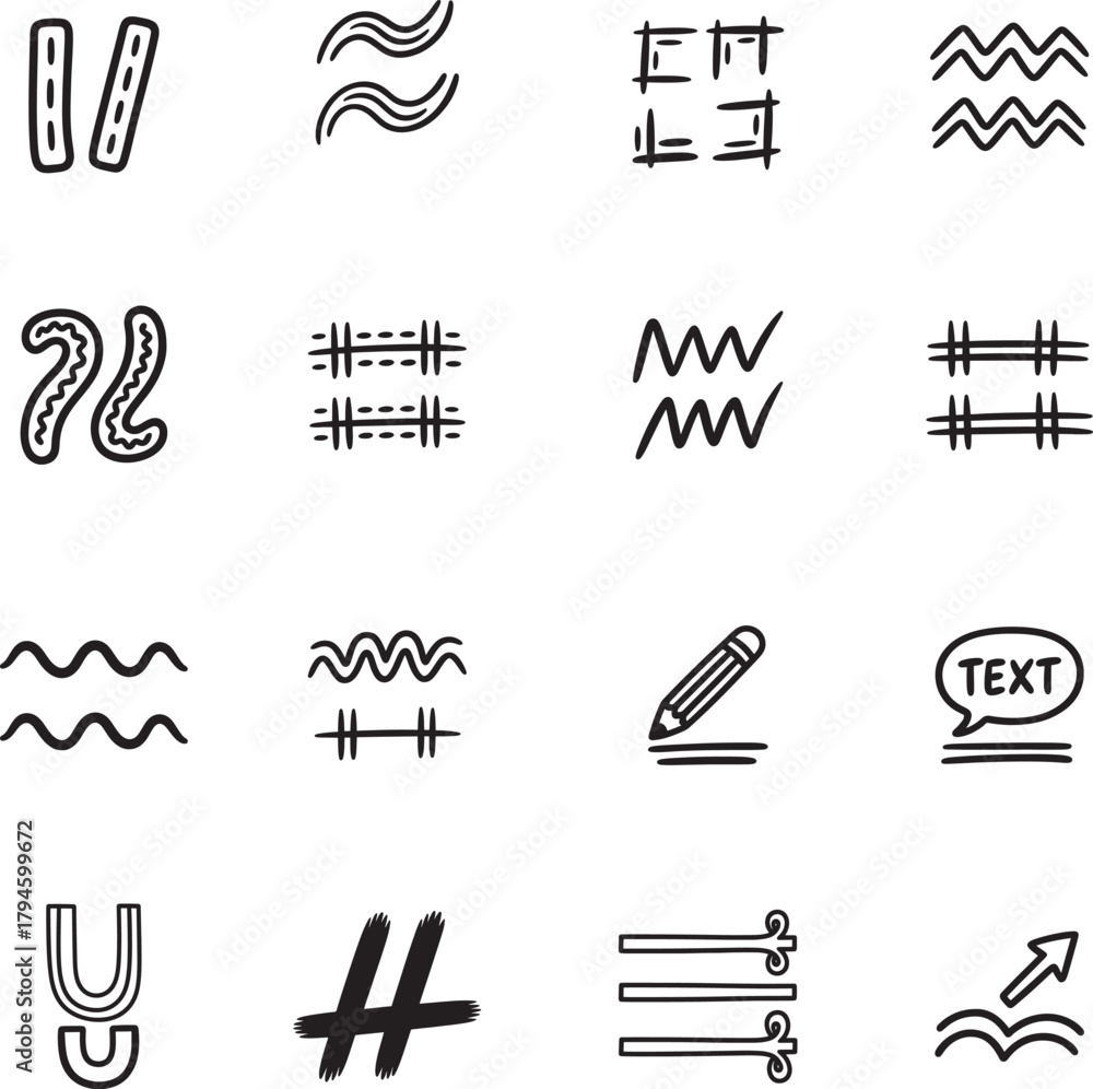 Underline and Stroke doodle line art collection. Includes line art ...