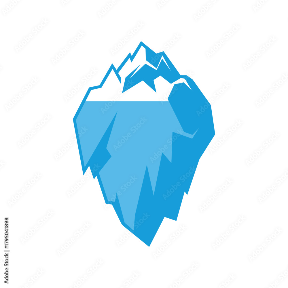 Simple blue iceberg vector illustration showing floating ice and sharp ...