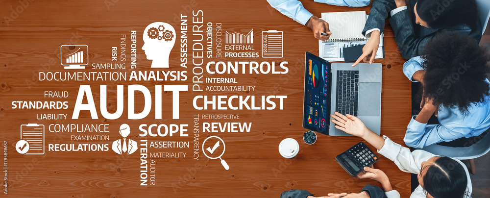 This image depicts a detailed audit checklist and analysis process ...