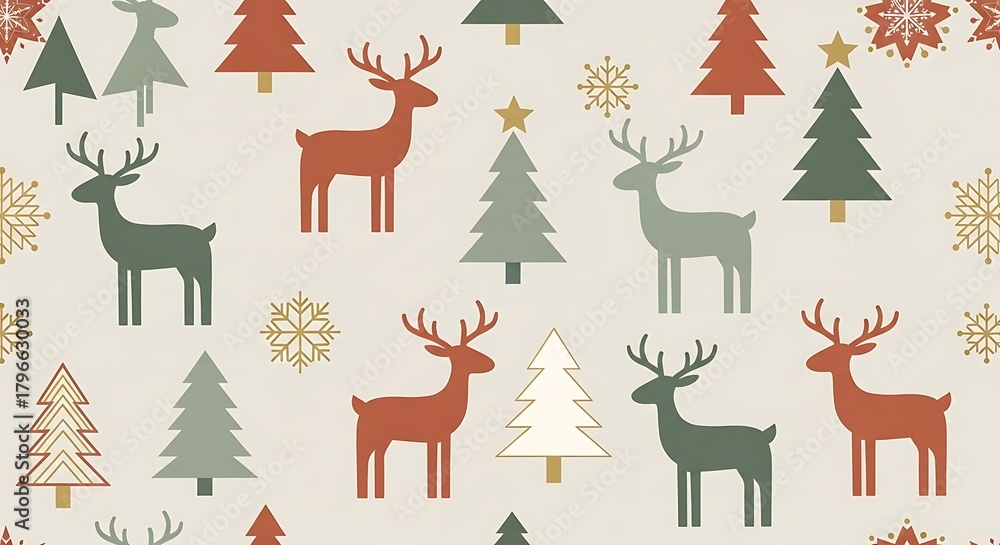 A seamless Christmas pattern with a Scandinavian folk art style ...