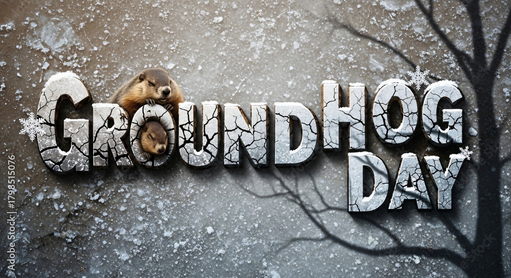 Illustration Stock Groundhog Day Celebration Winter Holiday Tradition ...