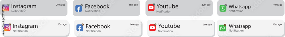 Image vectorielle Stock iOS notification mockup. iOS 26 update with ...