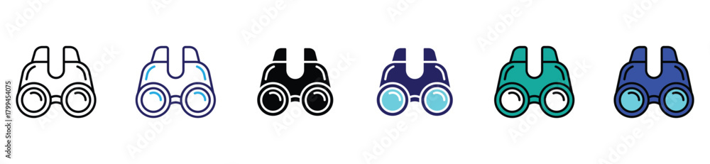 Search and discovery icons set featuring magnifying glass designs in ...