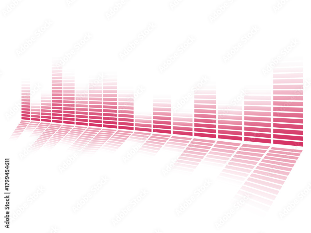 Pink audio equalizer bars create a clean modern sound visualization ...