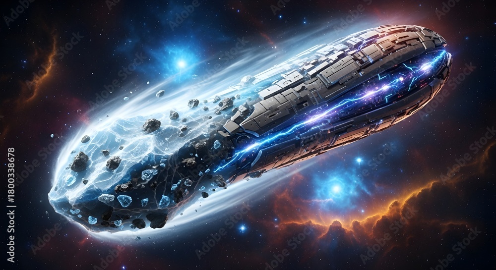 Foto de Stock 3I ATLAS Comet Transforming Into Alien Starship ...