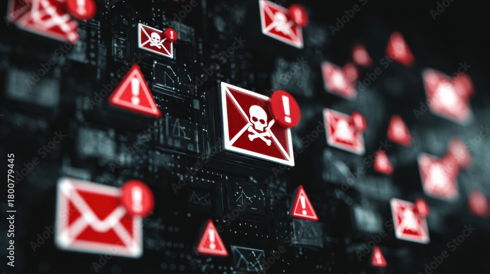 Digital Cybersecurity Threat Alerts Warning About Malicious Email ...