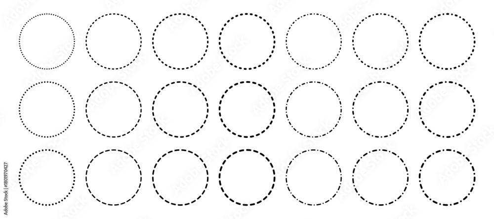 Circle border dash line. Circular frame with a dotted pattern. Template ...