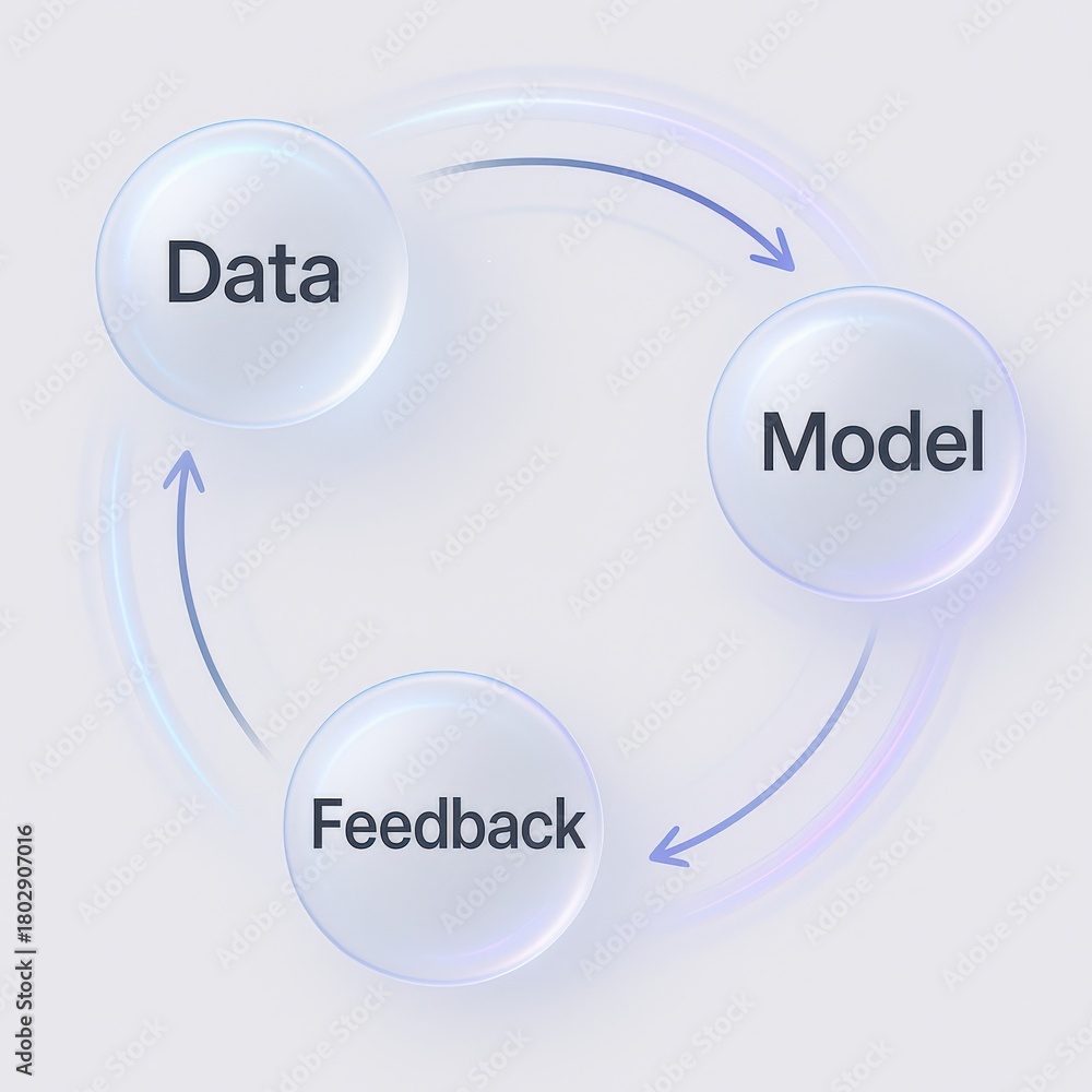 Stock-Illustration „Data driven model feedback loop illustrating ...