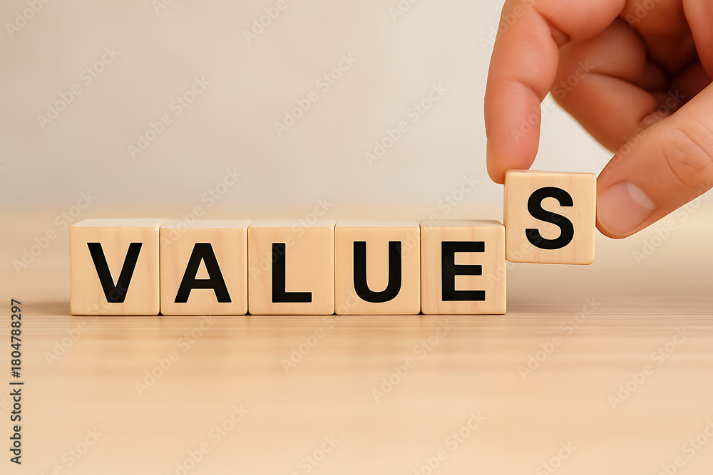 Corporate ethics and personal principles concept: hand adding the ...