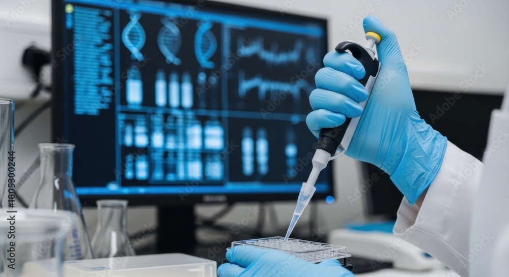 Scientist meticulously performs DNA sequencing research with advanced ...