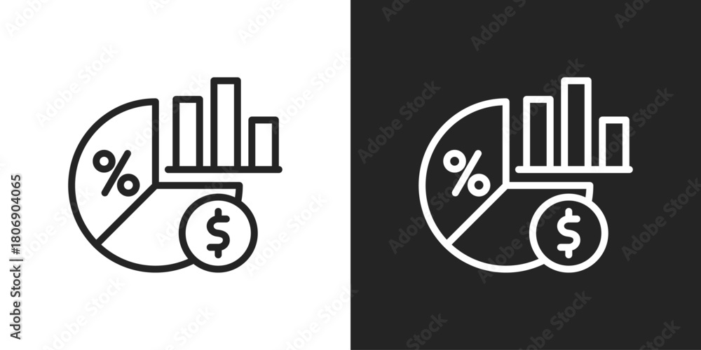 profit margin Icon In Line Version On Black And White Background Stock ...