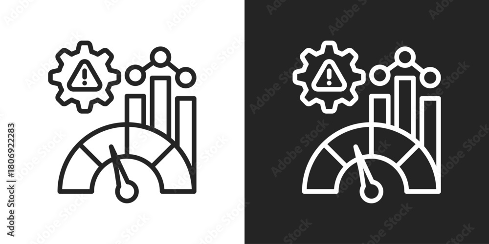 Metrics Icon In Line Version On Black And White Background Stock Vector ...