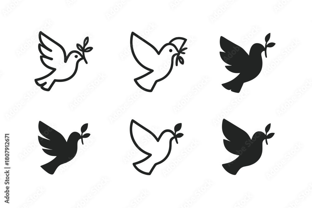 Image vectorielle Stock Peace Dove Icons. Symbolism in art and its ...