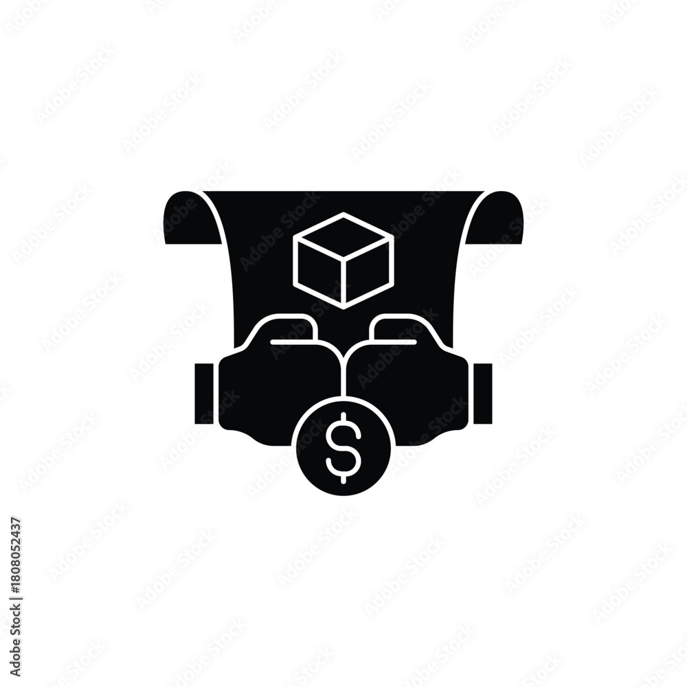 Icon representing a business transaction, product purchase, or property ...