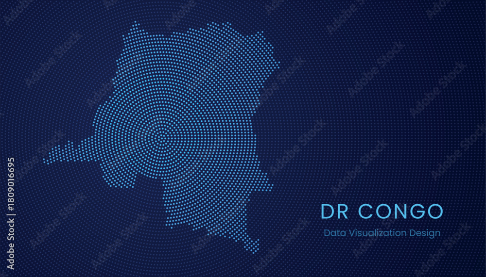 DR Congo dotted digital map for data visualization design Stock Vector ...