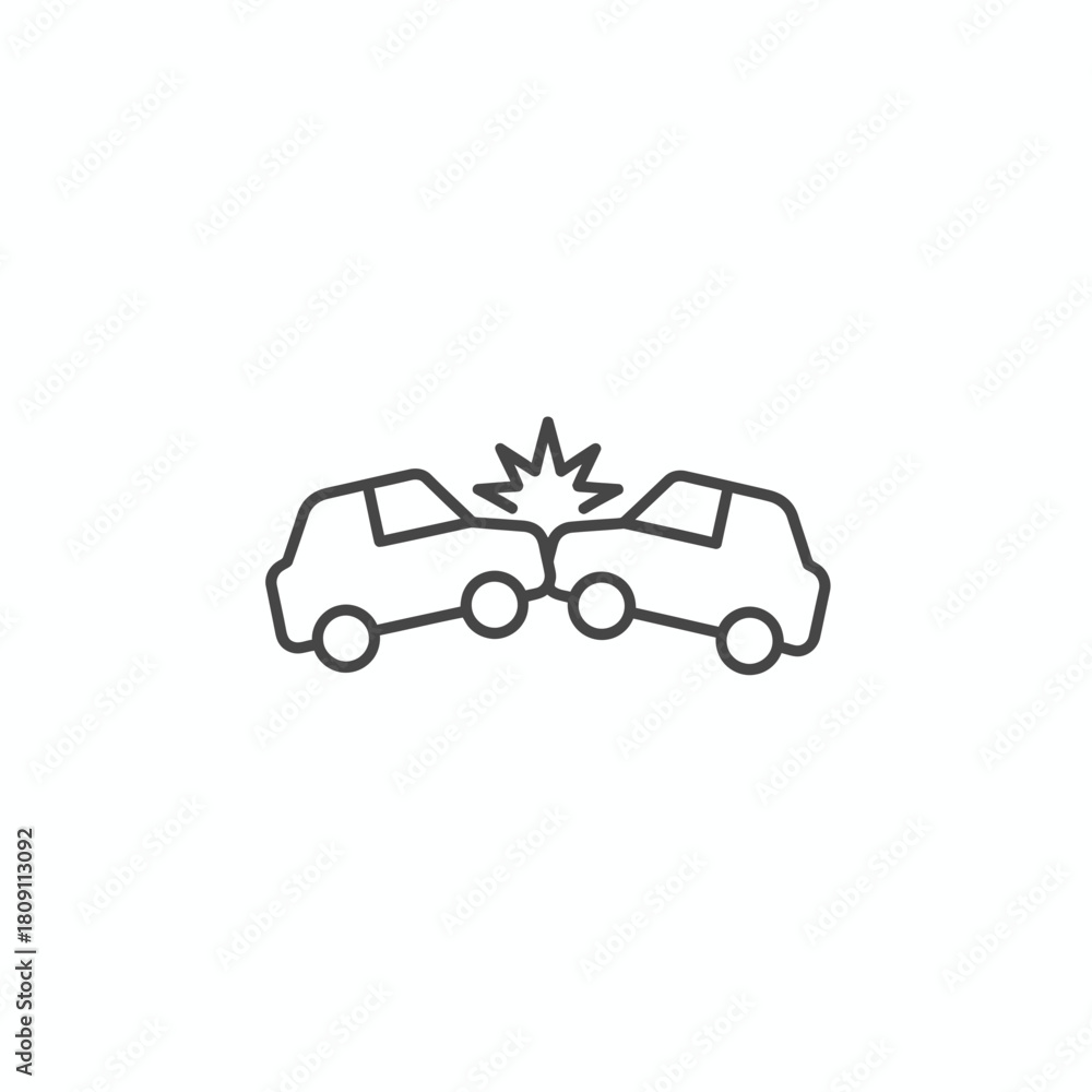 Car accident icon representing a collision between two vehicles ...