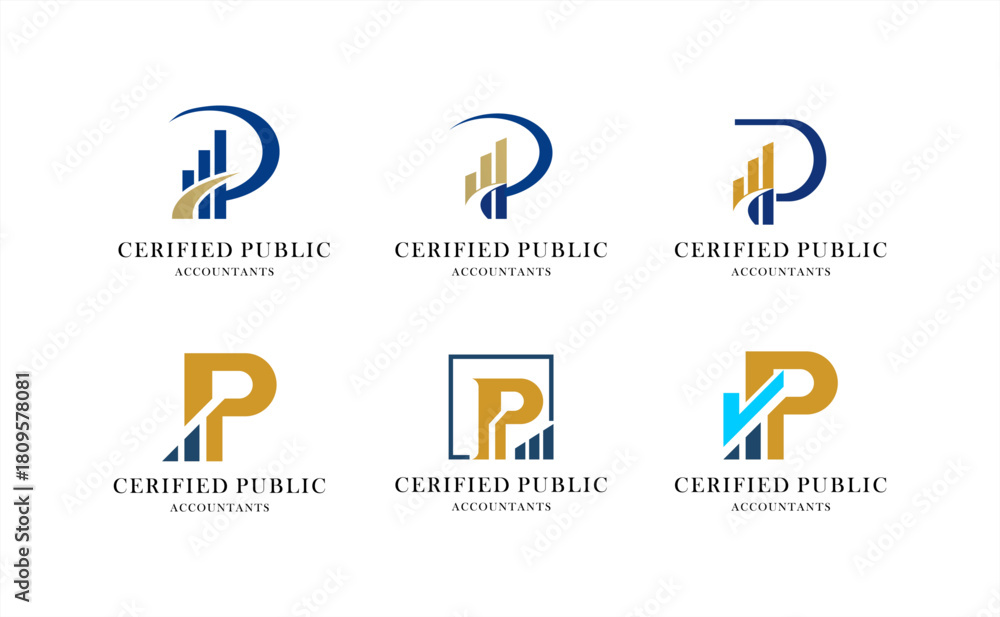Professional CPA Logo Collection with Modern Letter P Design for ...
