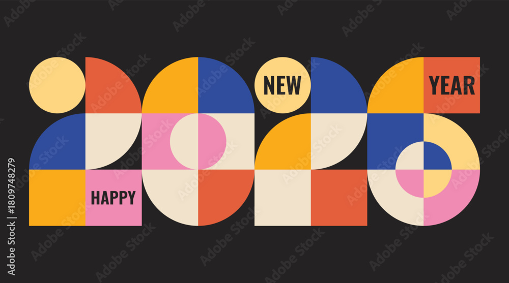 Happy new year 2026 . Greeting design with number of year. Vector ...