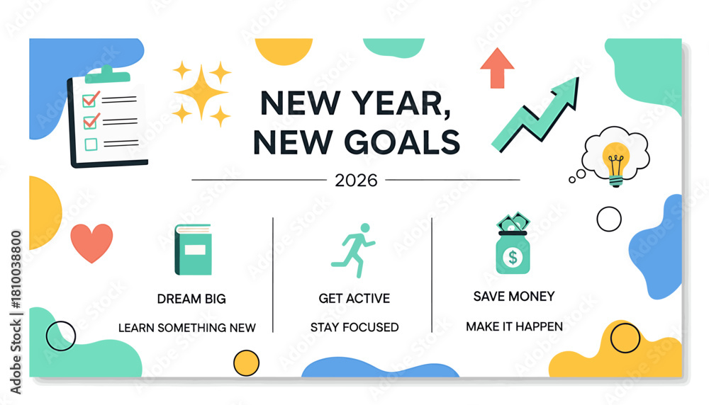 Inspirational banner concept for setting new year's resolutions and ...