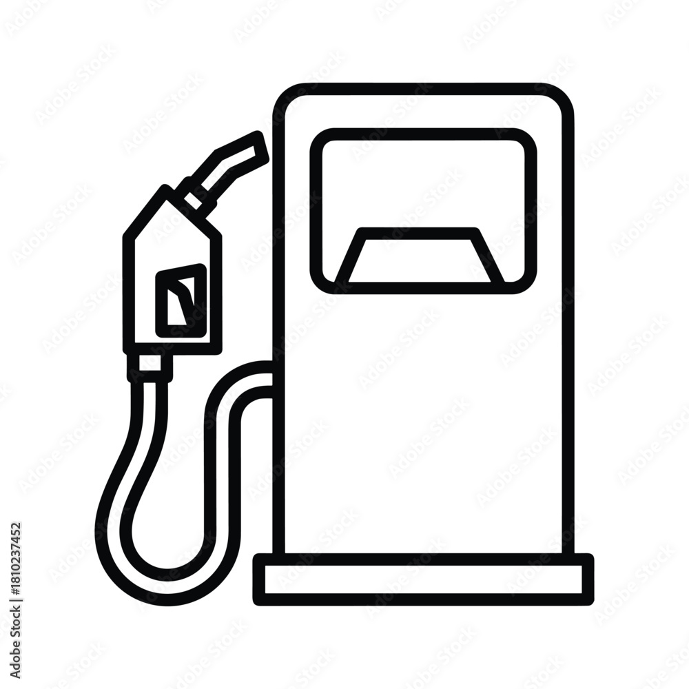 Simple outline icon of a fuel pump at a gas station for transportation ...