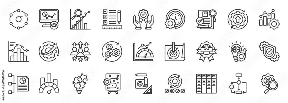 six sigma icon set collection in outline style. icon pack contain ...