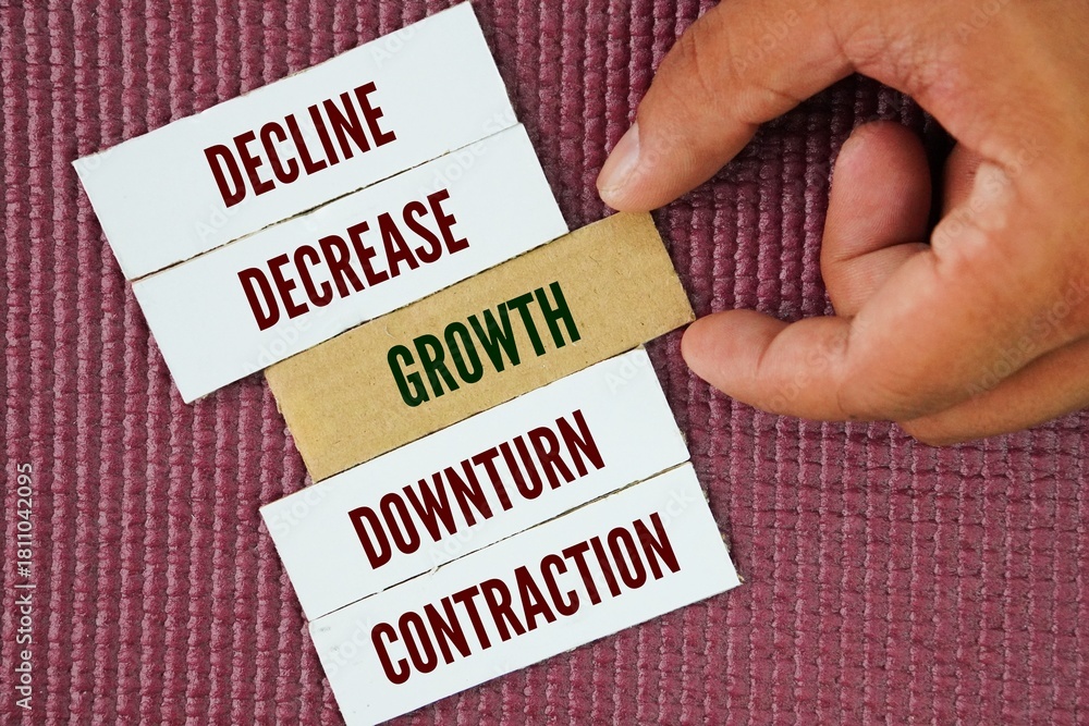 Stock-Foto „Four words that are opposite to growth are Decline ...