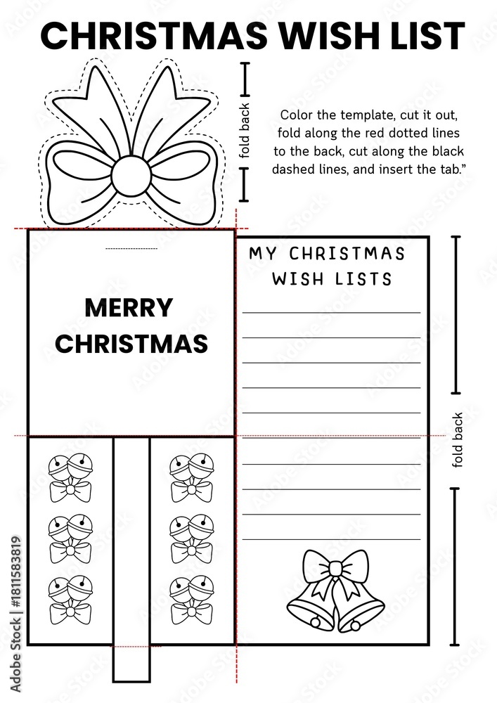 Stock-Illustration „Christmas wish list writing craft for kids in ...