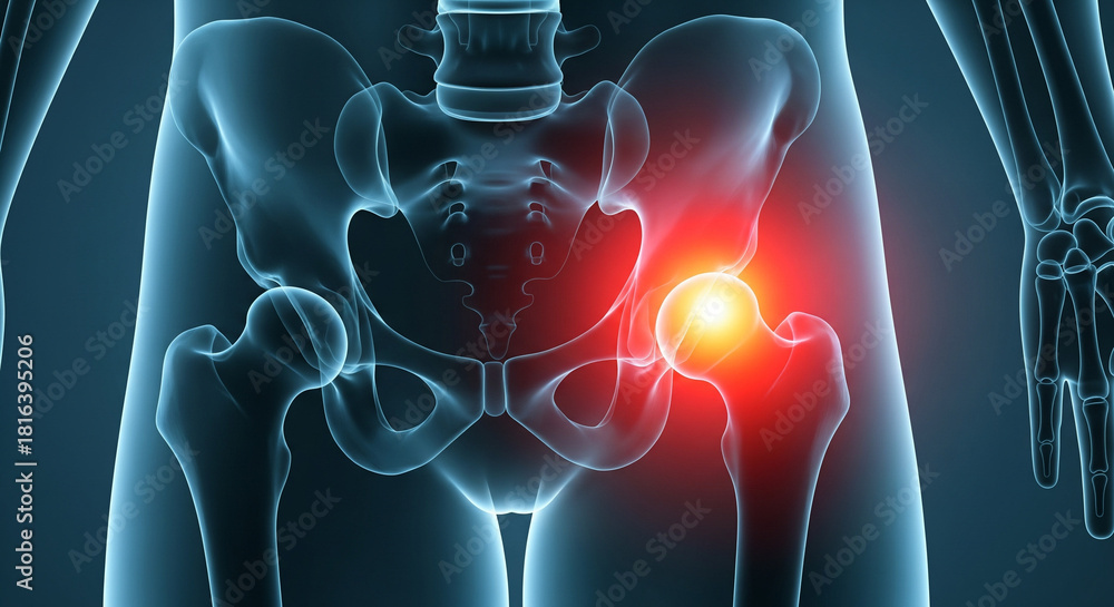 Clear Visualization Of Hip Joint Pain And Inflammation In Pelvis Area ...