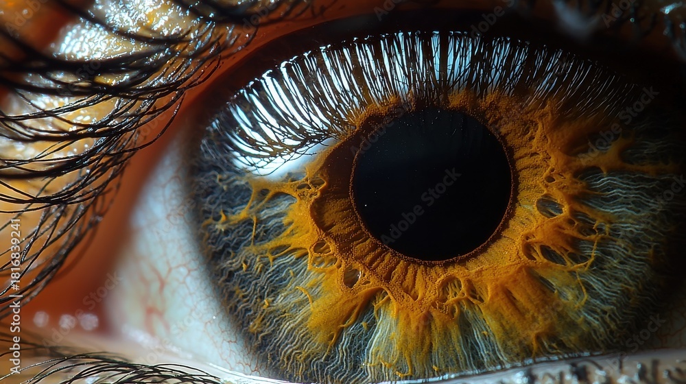 Eye moisture distribution close up iris structure showing natural ...