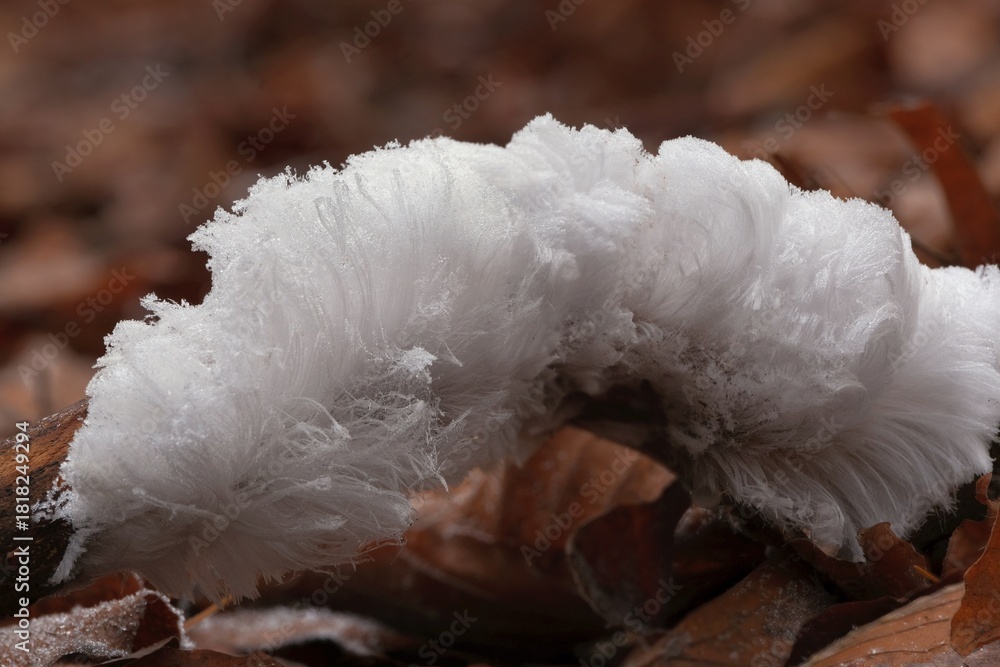 Stock-Foto „An unusual natural phenomenon - mysterious hair ice on wood ...