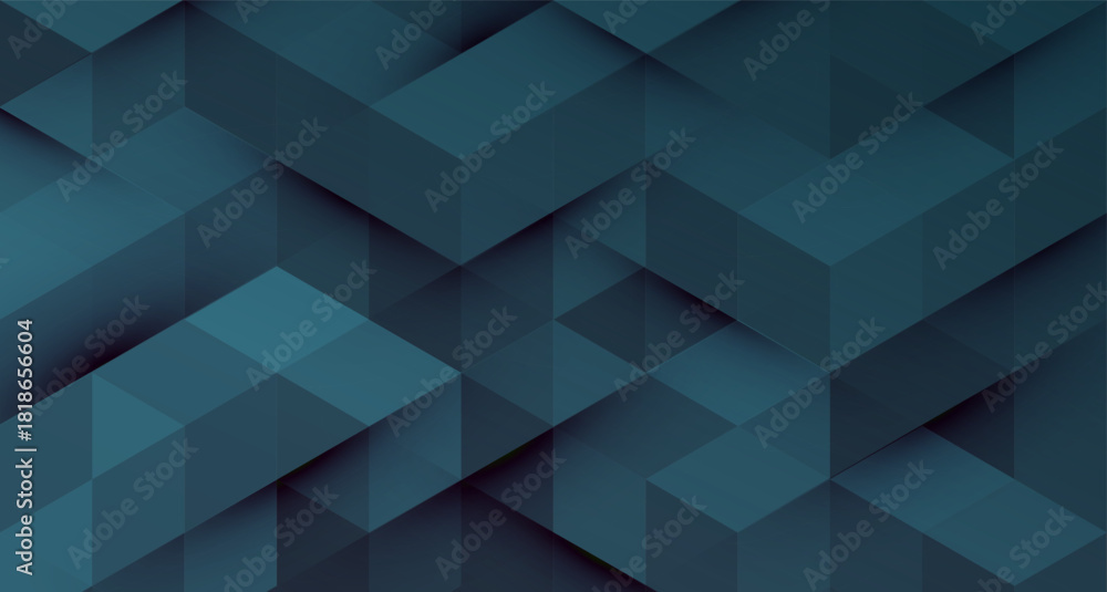 Dark Blue geometric abstract background. Triangles and Cubes Pattern ...