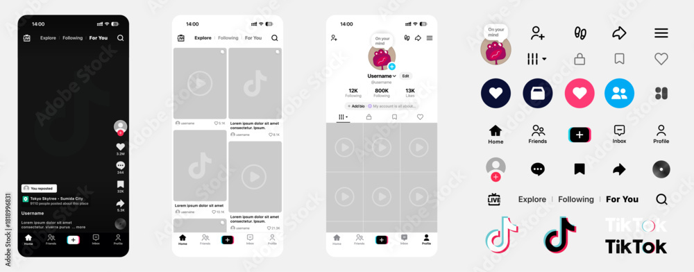 TikTok app UI screen design update 2026 shown on iPhone 17 Pro with ...