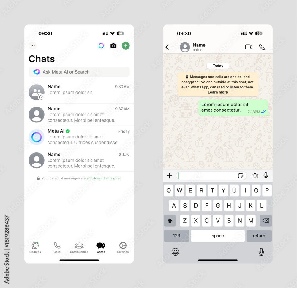 WhatsApp app UI screen design update 2026 shown on light mode ...