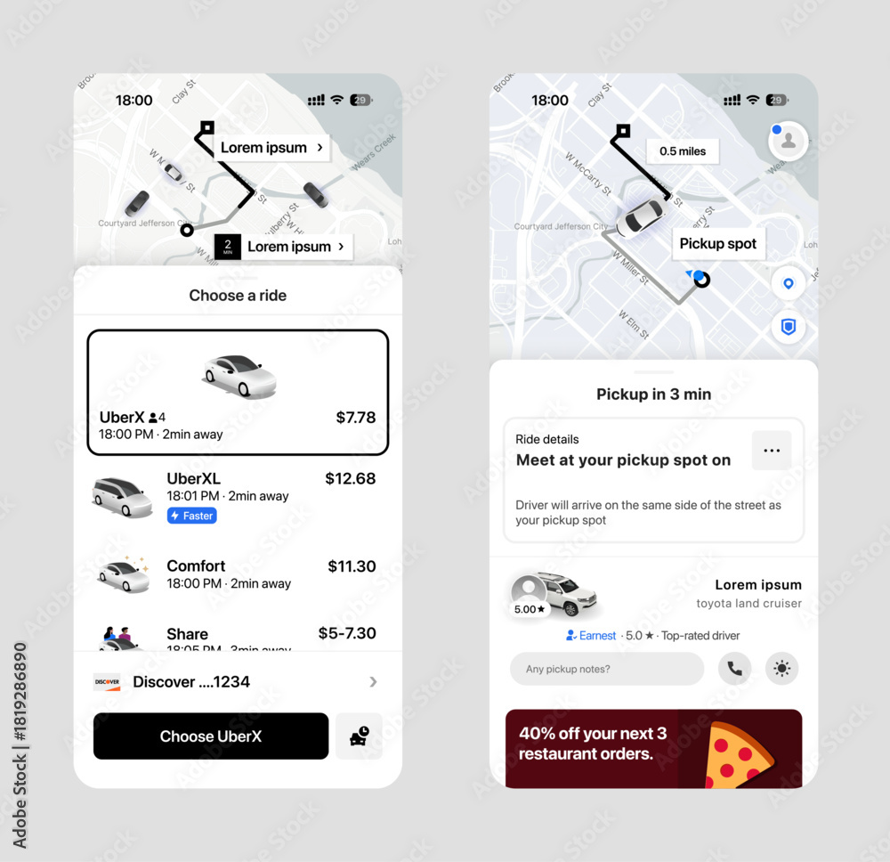 Uber Driver app UI screen design update 2026 shown on light mode ...