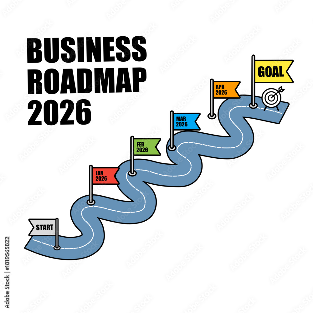 Vector de Stock Business Roadmap 2026 Timeline Concept with Milestones ...
