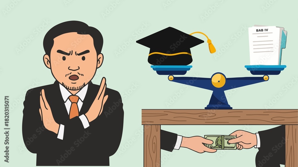 Stock-Illustration „Academic Integrity Concept – Businessman Rejecting ...