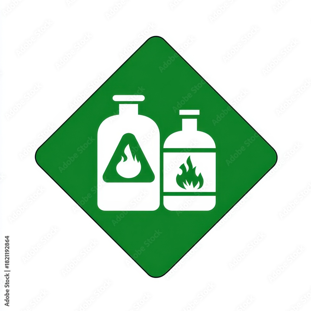 Safety Symbol for Non-Flammable Gases - Alert Pictogram with Attention ...