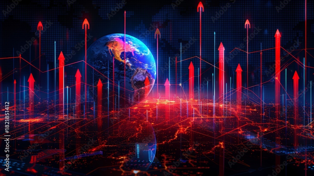 Photo Stock Visualizing global economic growth upward arrows ...