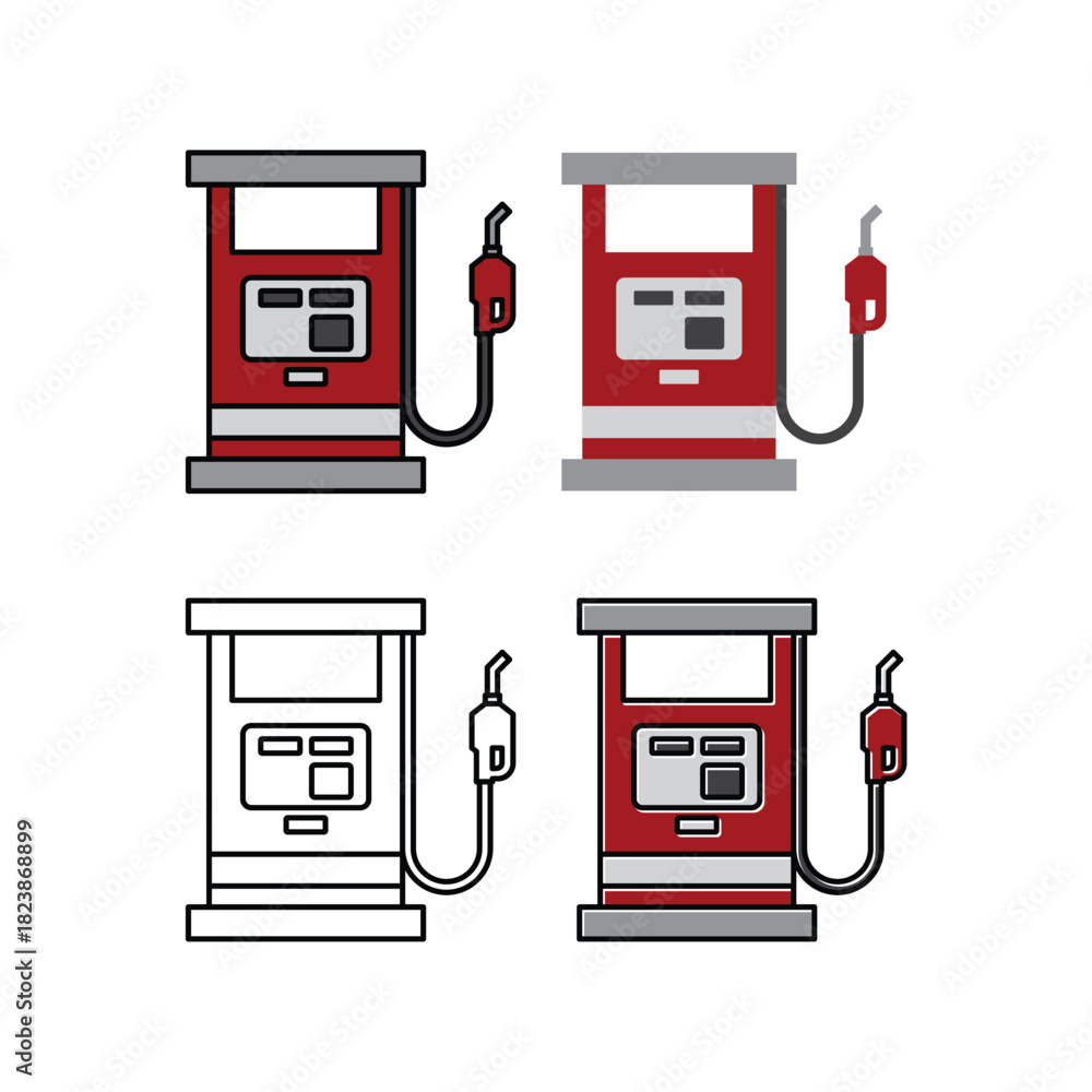 Fuel pump vector icon set in modern flat outline style Stock Vector ...