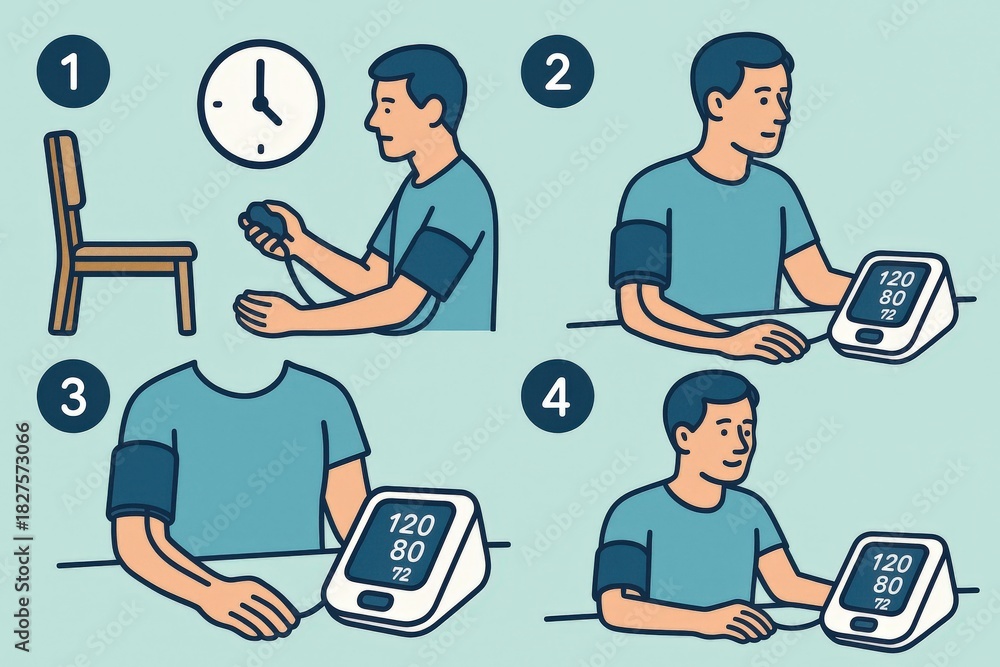 Step by step guide to measuring blood pressure at home with clear ...