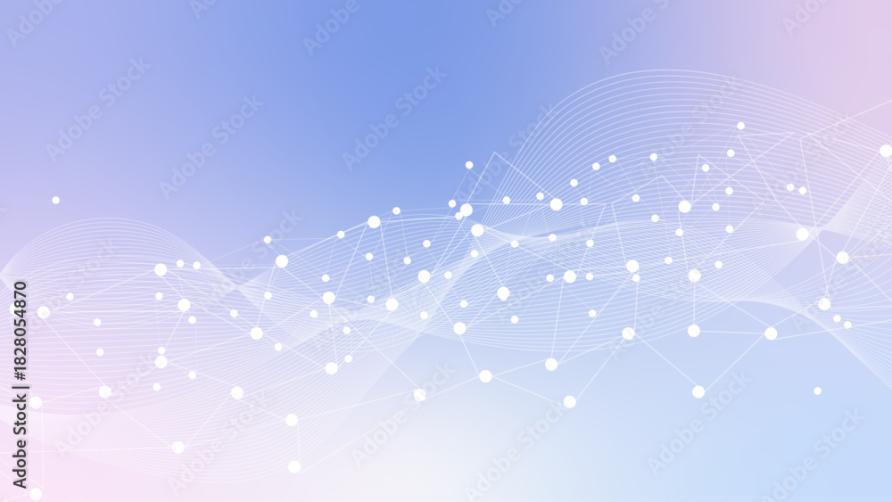 Soft Pastel Tech Wave Background – Abstract White Network Lines and ...